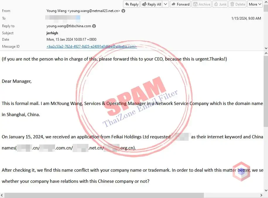 ตัวอย่างอีเมลสแปม - บริการอีเมลโฮสติ้ง มีระบบป้องกันไวรัสและเมลขยะ ...